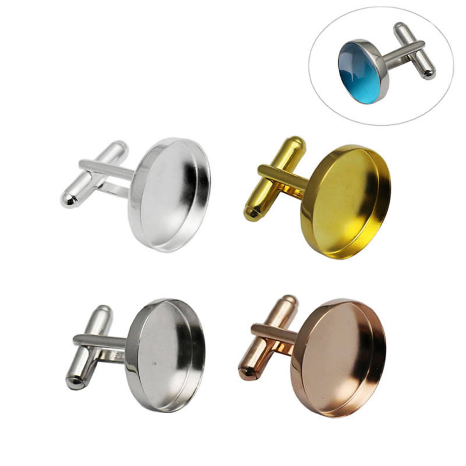 925 Sterling Silver Cufflink Blanks French Cufflink Base With - Etsy UK