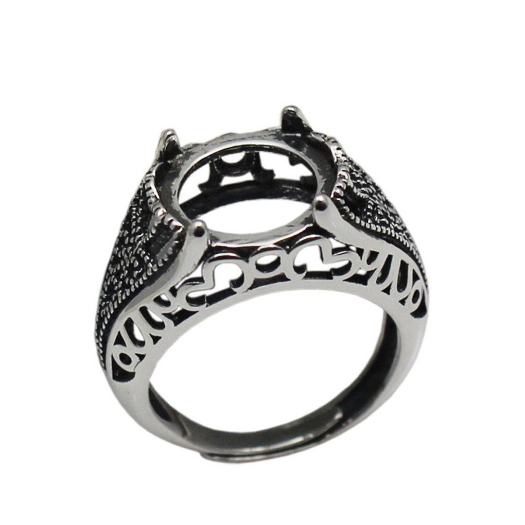 Filigree Ring Setting 925 Sterling Ring Blanks Fits 12mm Round Gemstone ...