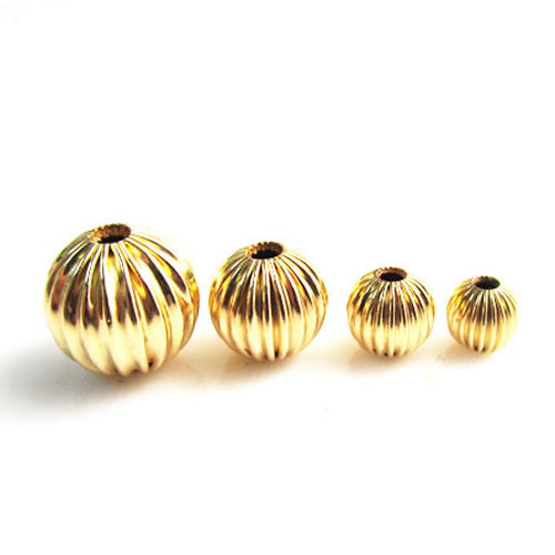 Gold Filled Corrugated Round Bead Round Gold Bead for Bracelet - Etsy