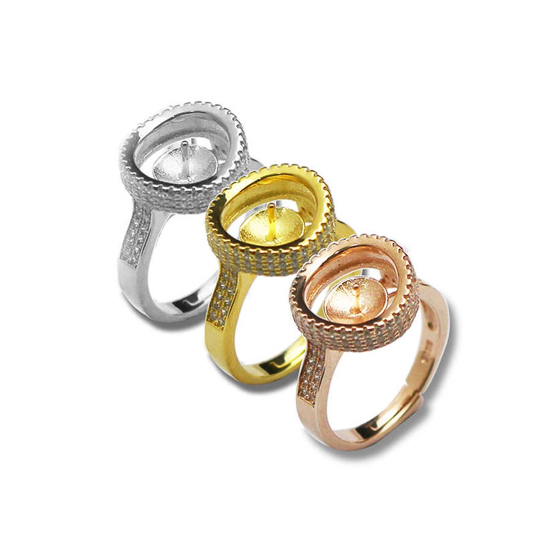 Silver Ring 925 Sterling Silver Ring Setting Removable Stone Adjustable ...