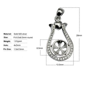 Pendant Setting Sterling Silver Pendants Tray Micro Pave With - Etsy