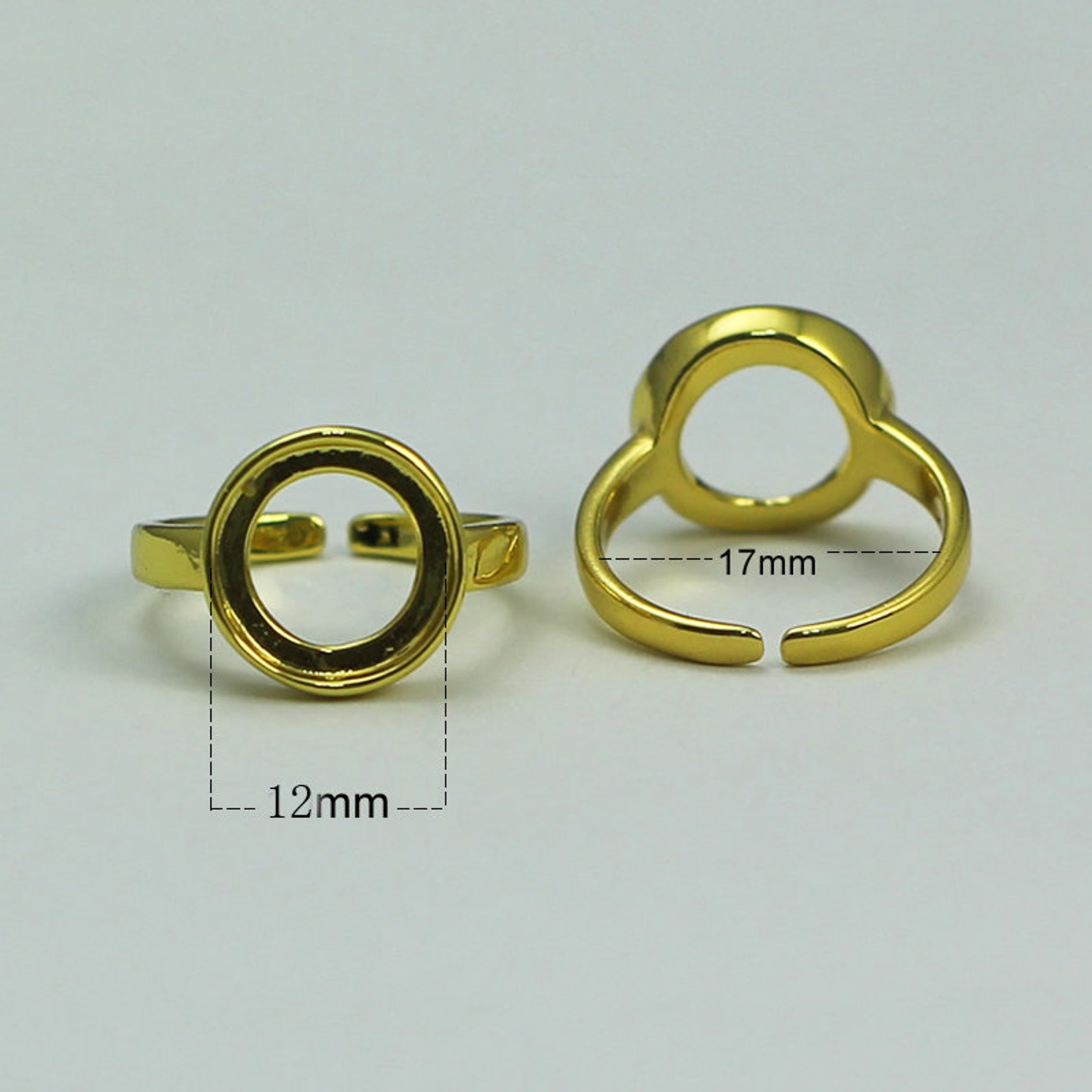 Round Bezel Ring Blanks 12 Mm Ring Settings Brass Ring Base | Etsy