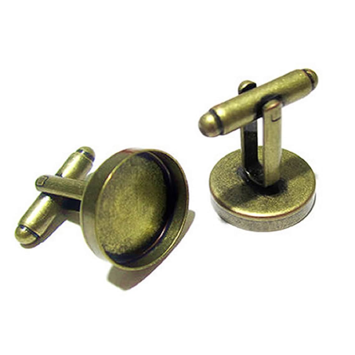 Cufflink Blank Metal Cufflinks With Round Bezel Setting for | Etsy