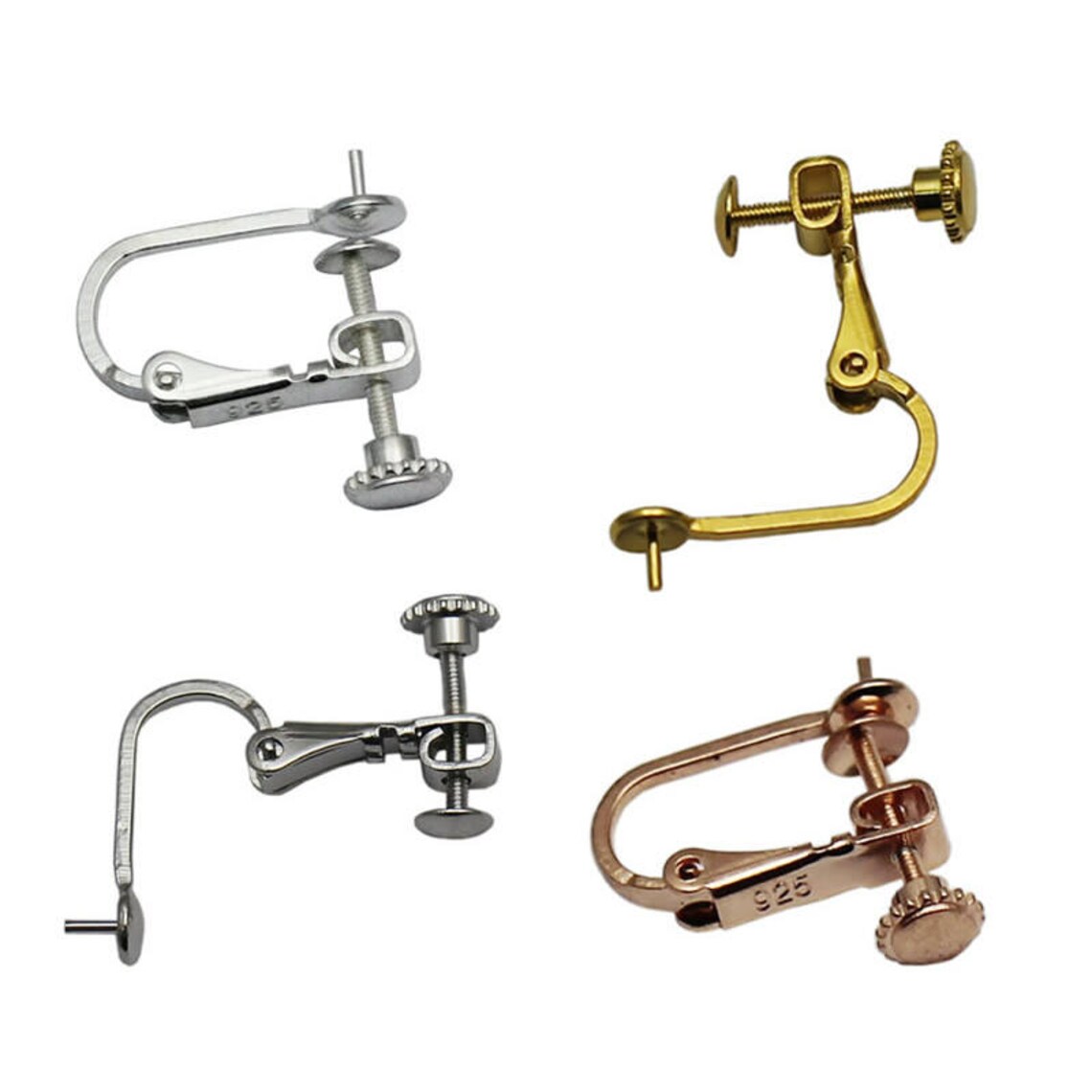 Screw-back Ear Clip Earring Findings for Non Pierced Ears 925 | Etsy