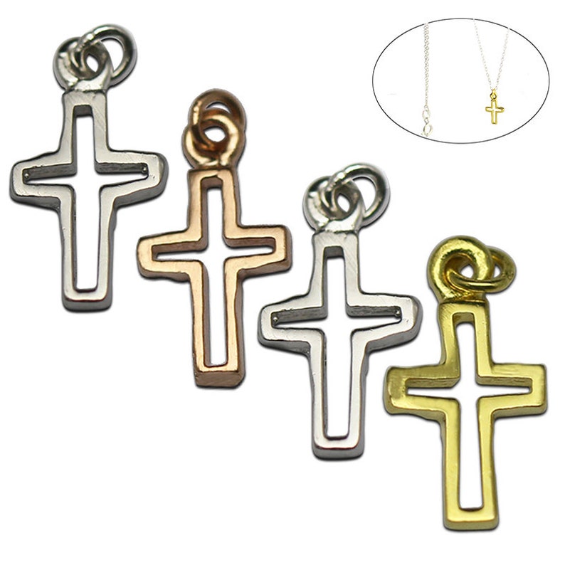 Cut-out Cross Pendant 925 Sterling Silver Cross Charms Tiny - Etsy
