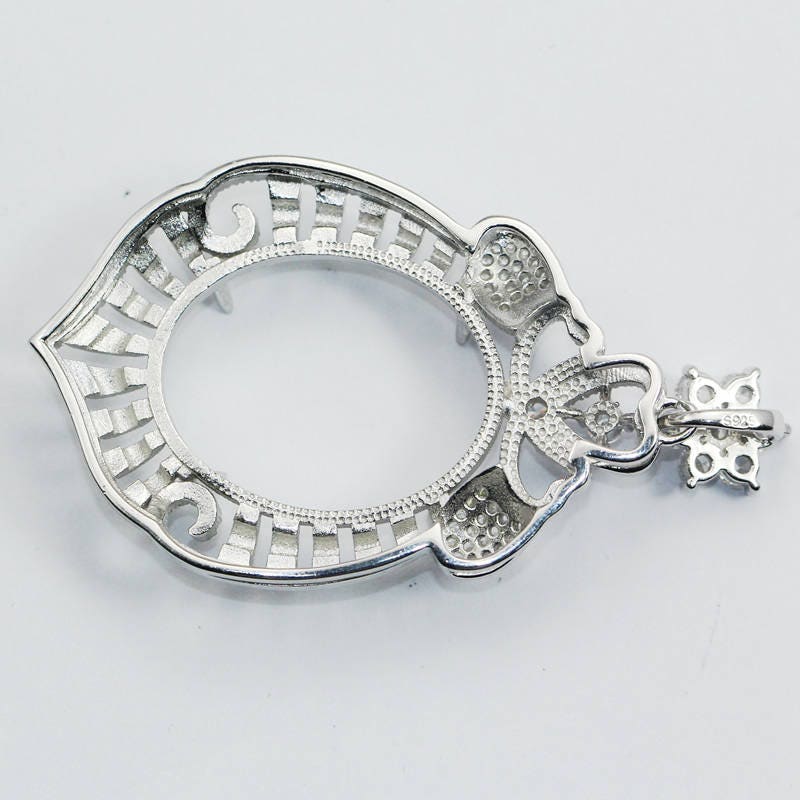 925 Sterling Silver Jewelry Setting Pendant Blank Semi Mount - Etsy
