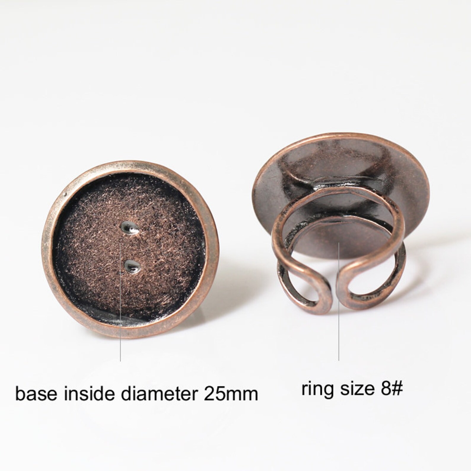 Brass Bezel Ring Blanks Adjustable With 25mm Round Bezel Tray for ...