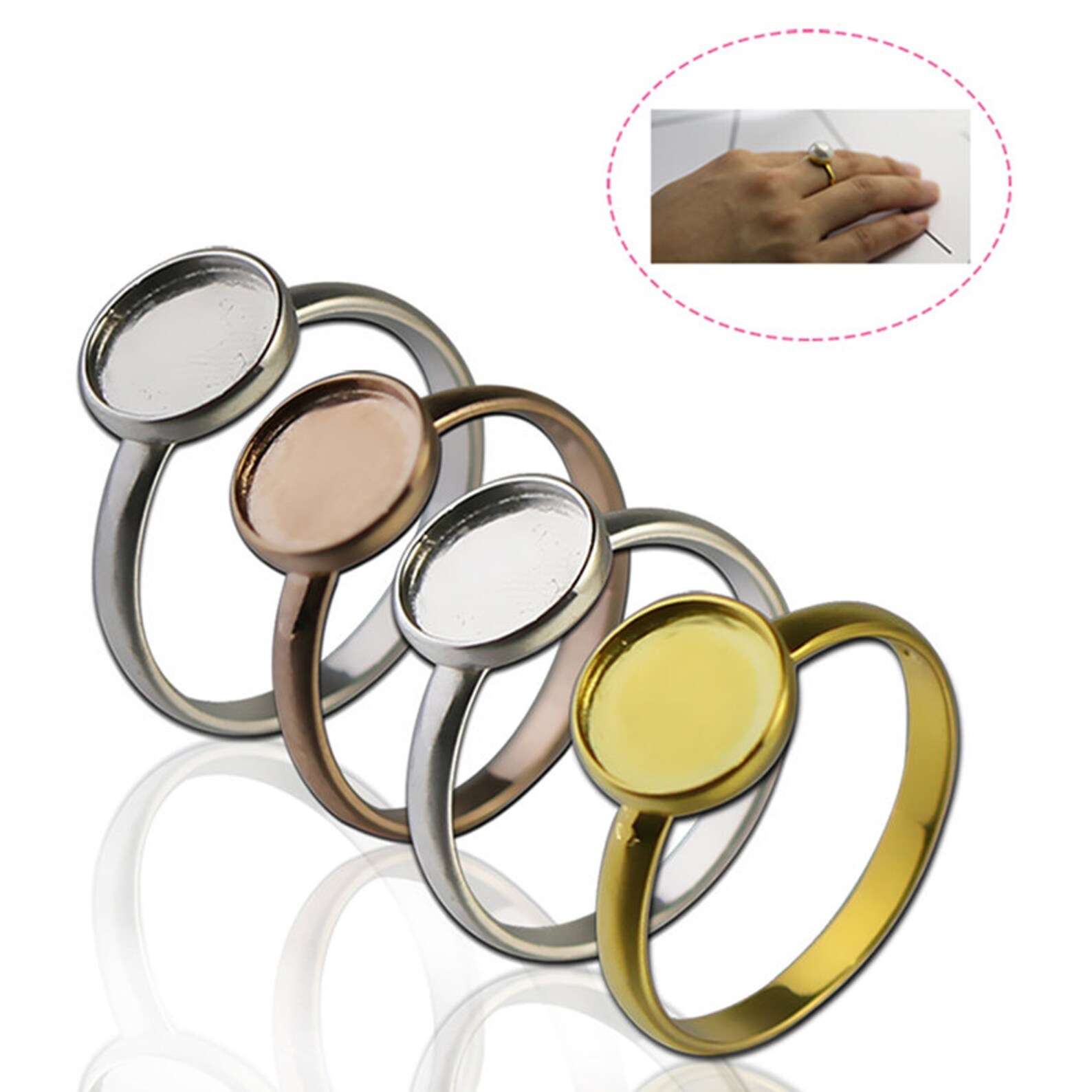 Round Bezel Blank Ring for Gluing or Setting Sterling Silver | Etsy