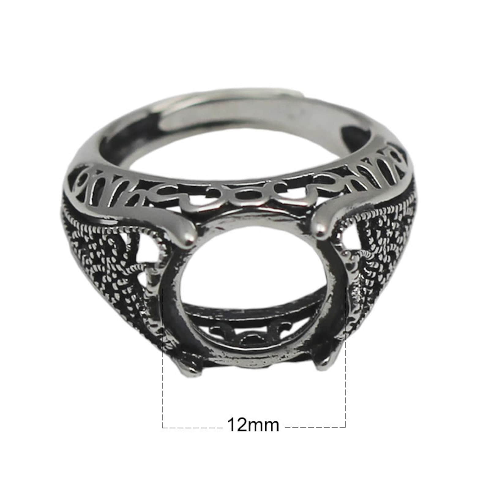 Filigree Ring Setting 925 Sterling Ring Blanks Fits 12mm Round - Etsy