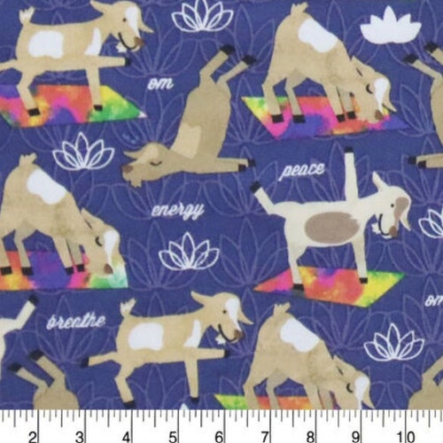 Happy Baby Goat Fabric Tiptoe Through the Tulips Blue by - Etsy