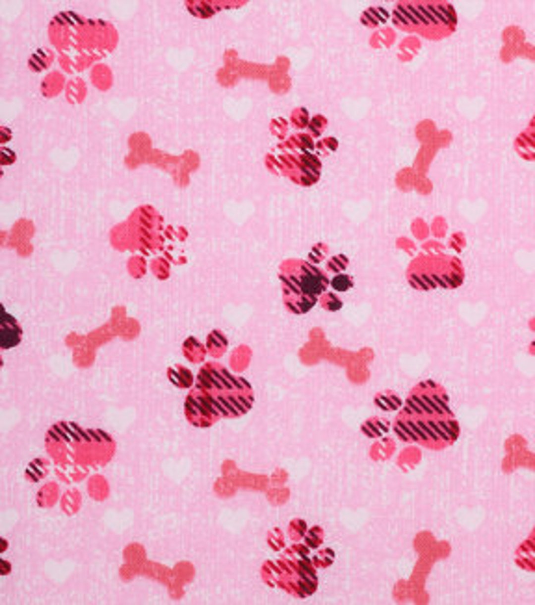 Pink Paw Prints 100 Cotton Fabric Paws Look Plaid Etsy