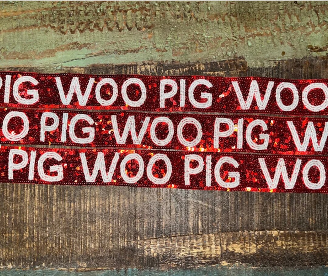 Soo Woo Pig Razorbacks Arkansas Seed Bead Sequin Strap New and - Etsy