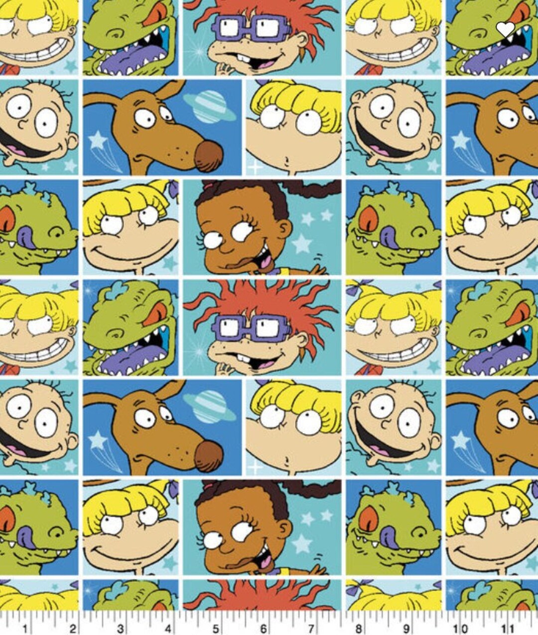 Rugrats All Character Grid Blocks 100% Cotton Fabric by the Yard Viacom ...