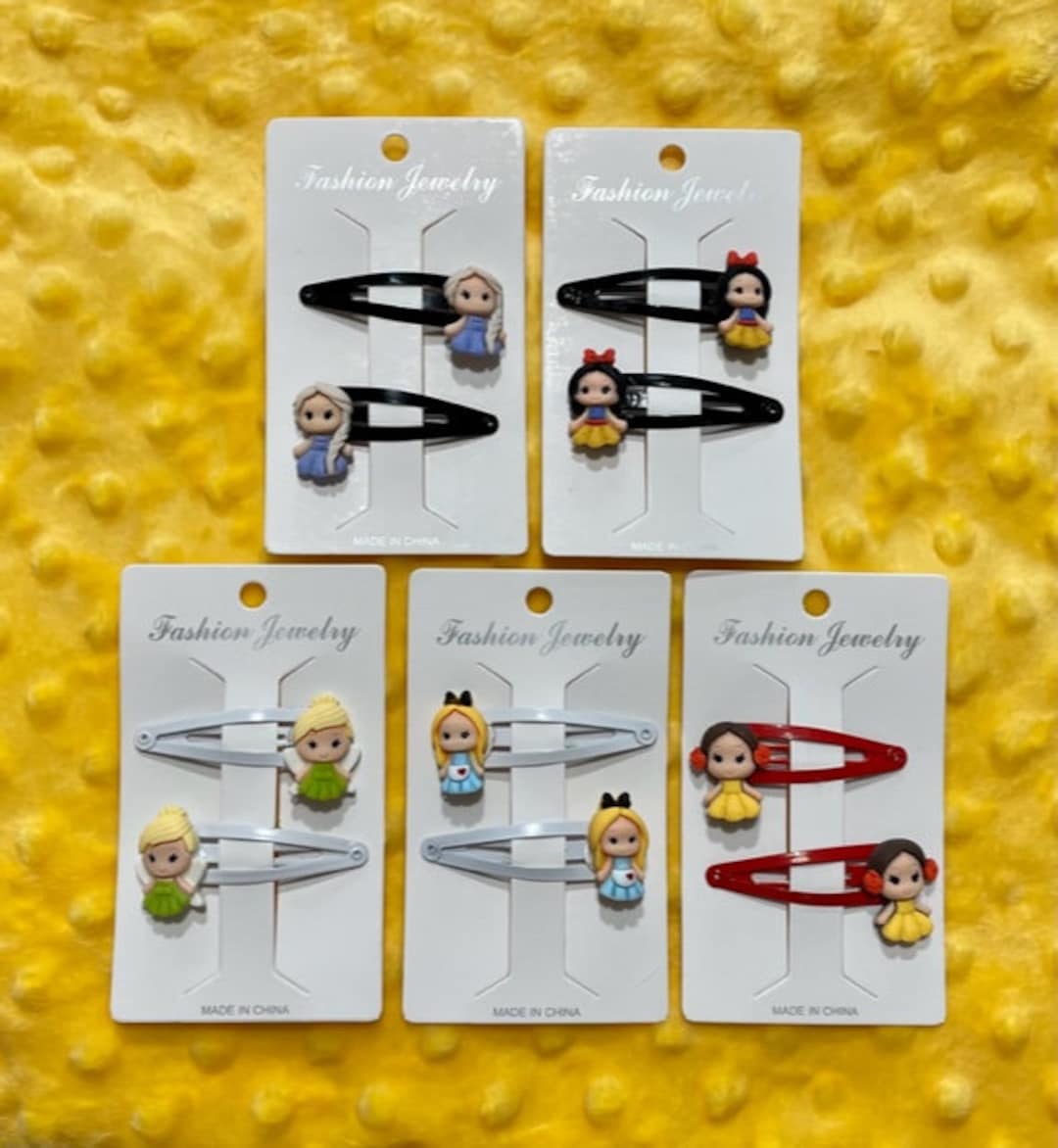 Set of 5 Princess Characters Metal Barrette Snap Clip Handmade by Me - Etsy