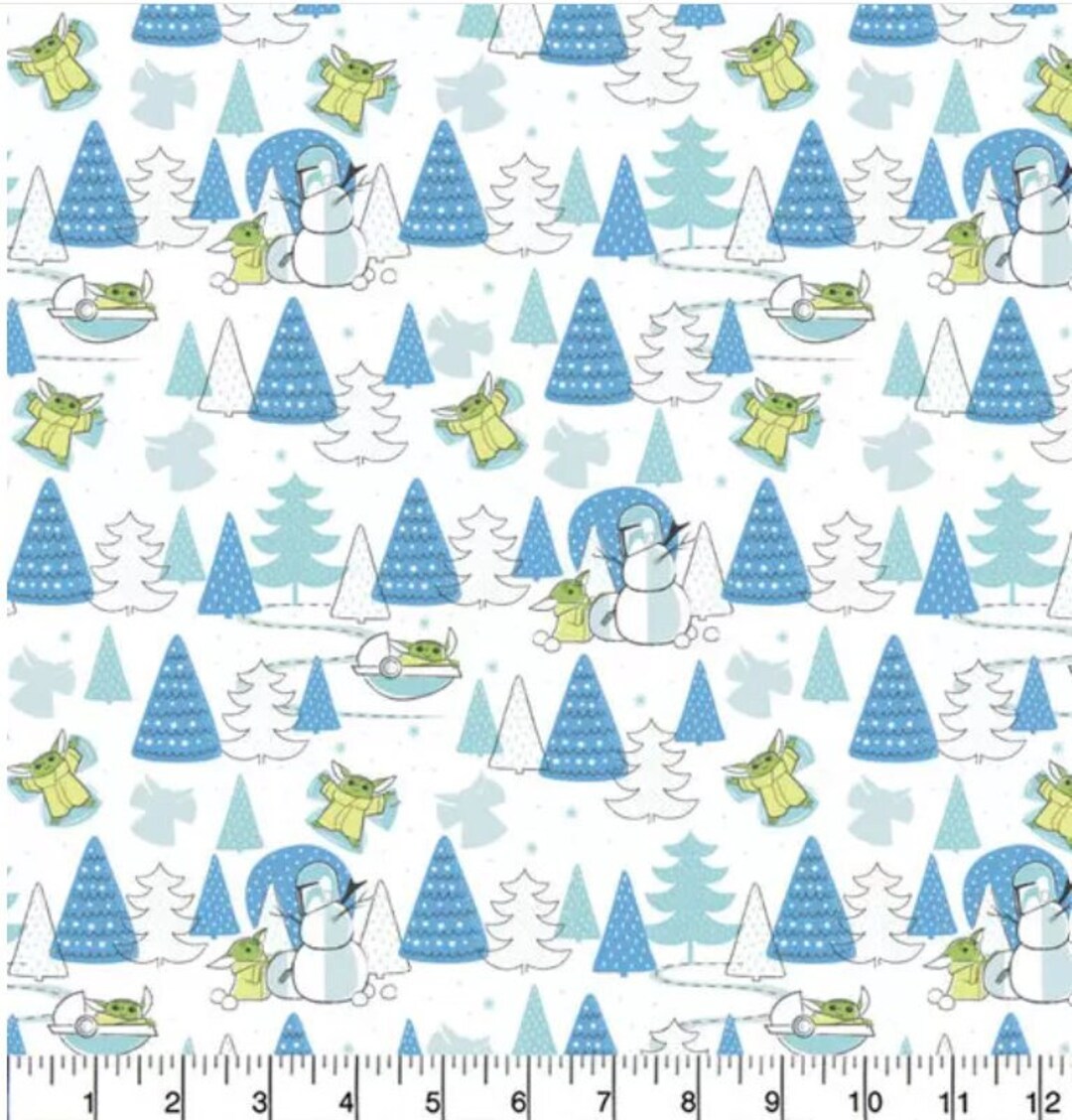 Winter Mandalorian Baby Yoda Snow Day Star Wars Brand New Cotton Fabric ...