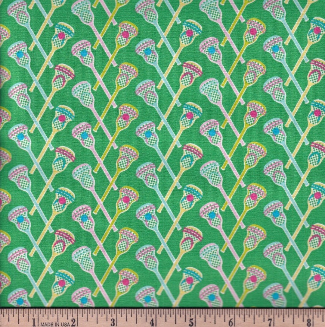 Lacrosse Sport 100% Cotton Quilting Fabric by the Yard Stick Ball ...