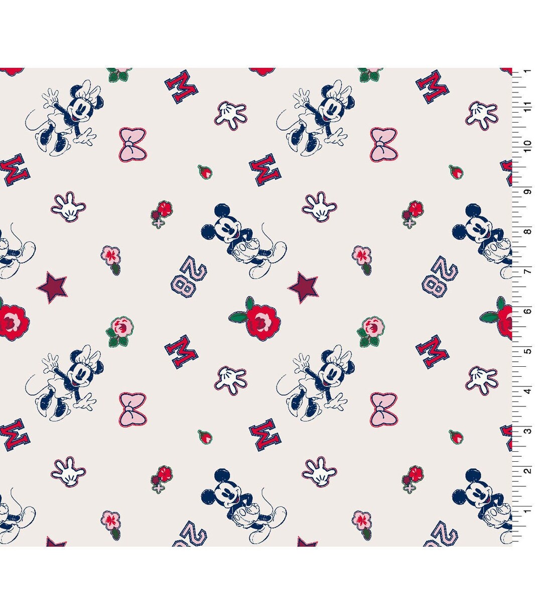 Mickey & Minnie Icons on Off-white Disney 100% Cotton Fabric by the ...