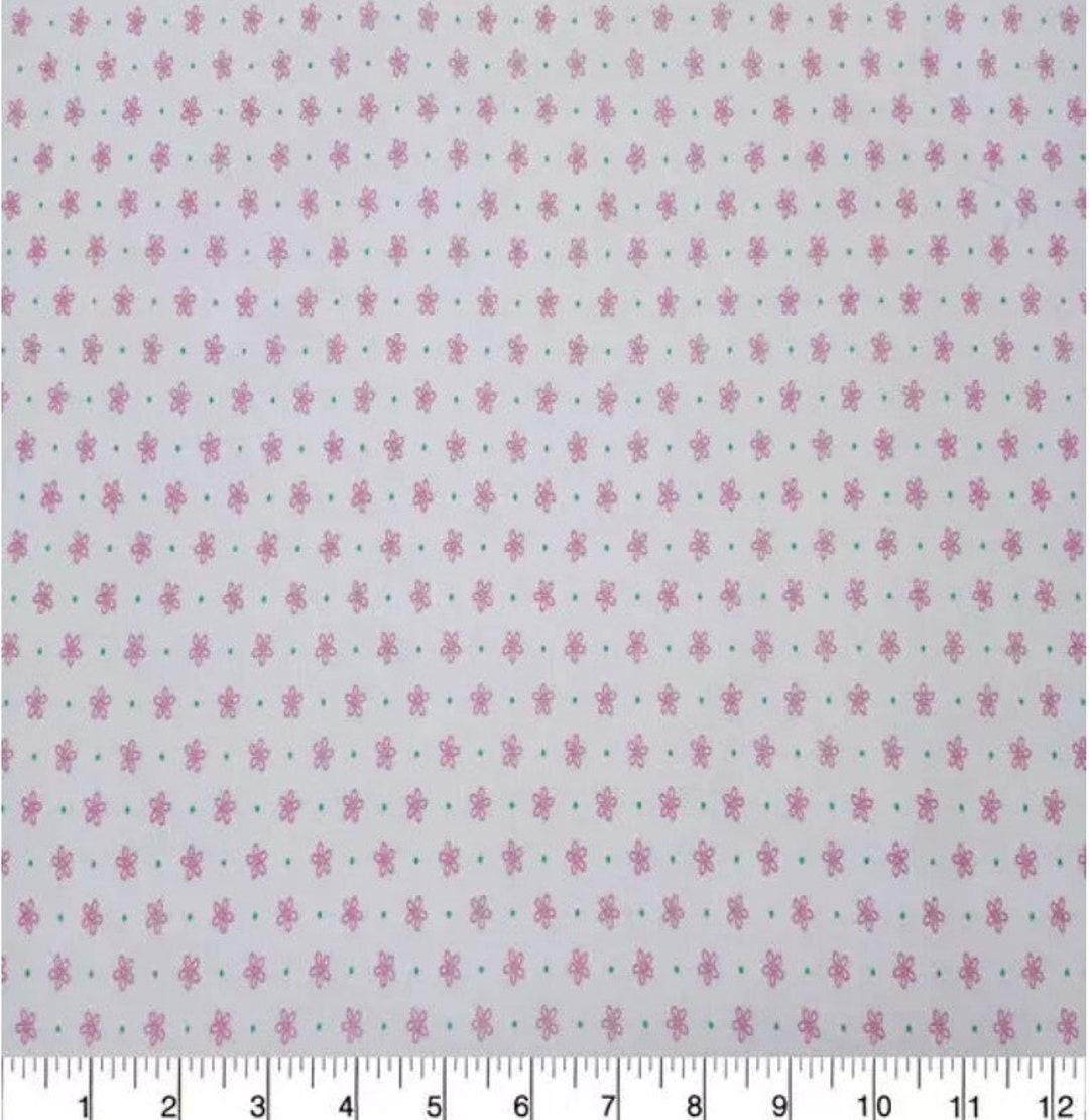 Mini Ditsy Daisy Pink 100% Cotton Fabric by the Yard Quilters Showcase ...