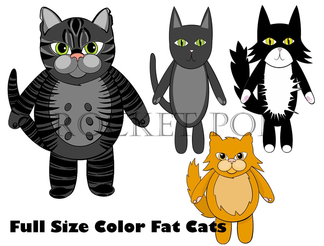 Fat Cat Clip Art Set PNG - Etsy
