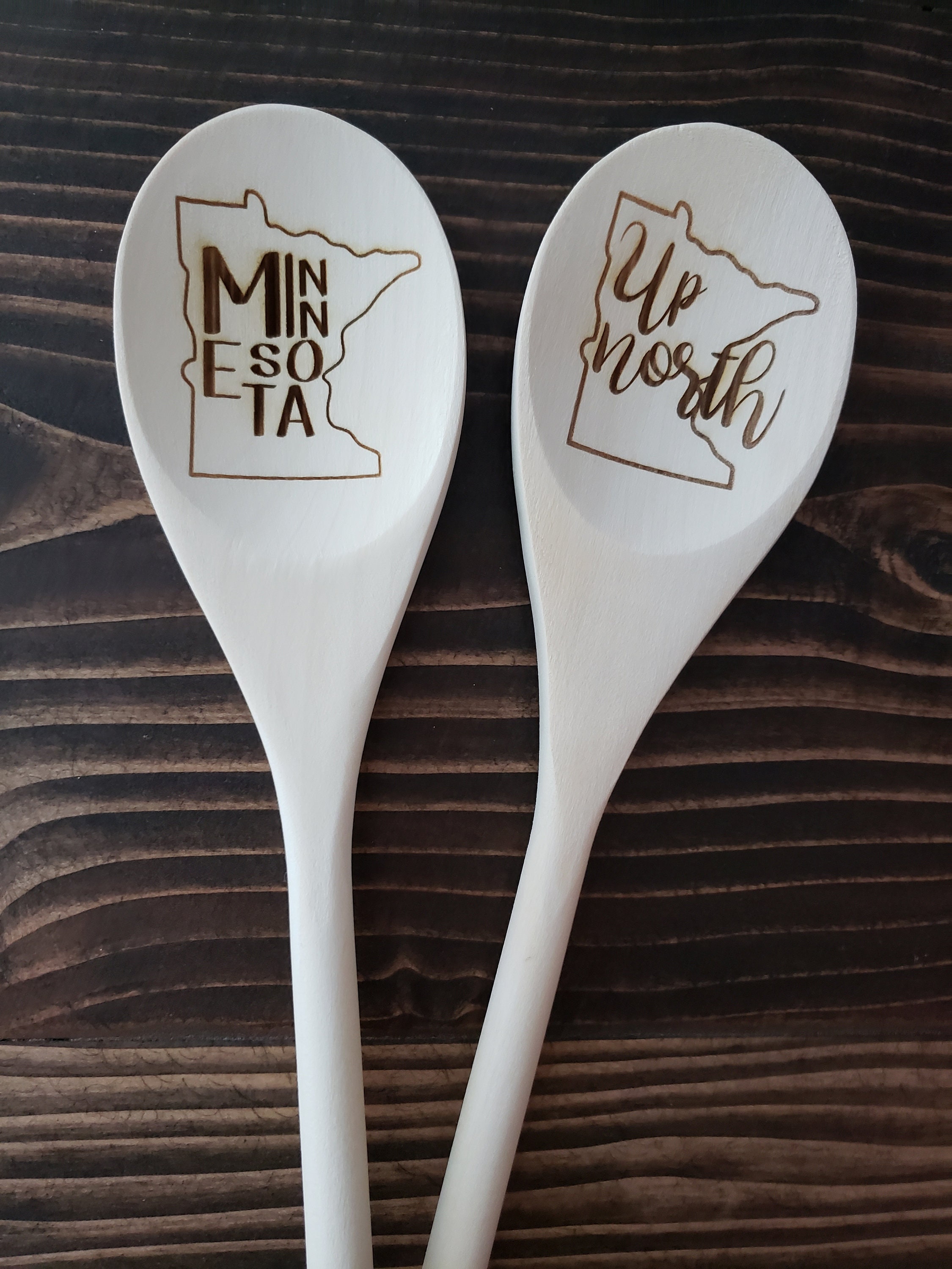Wood Spoon Minnesota up North Wood Spoon Gift Wood Design | Etsy