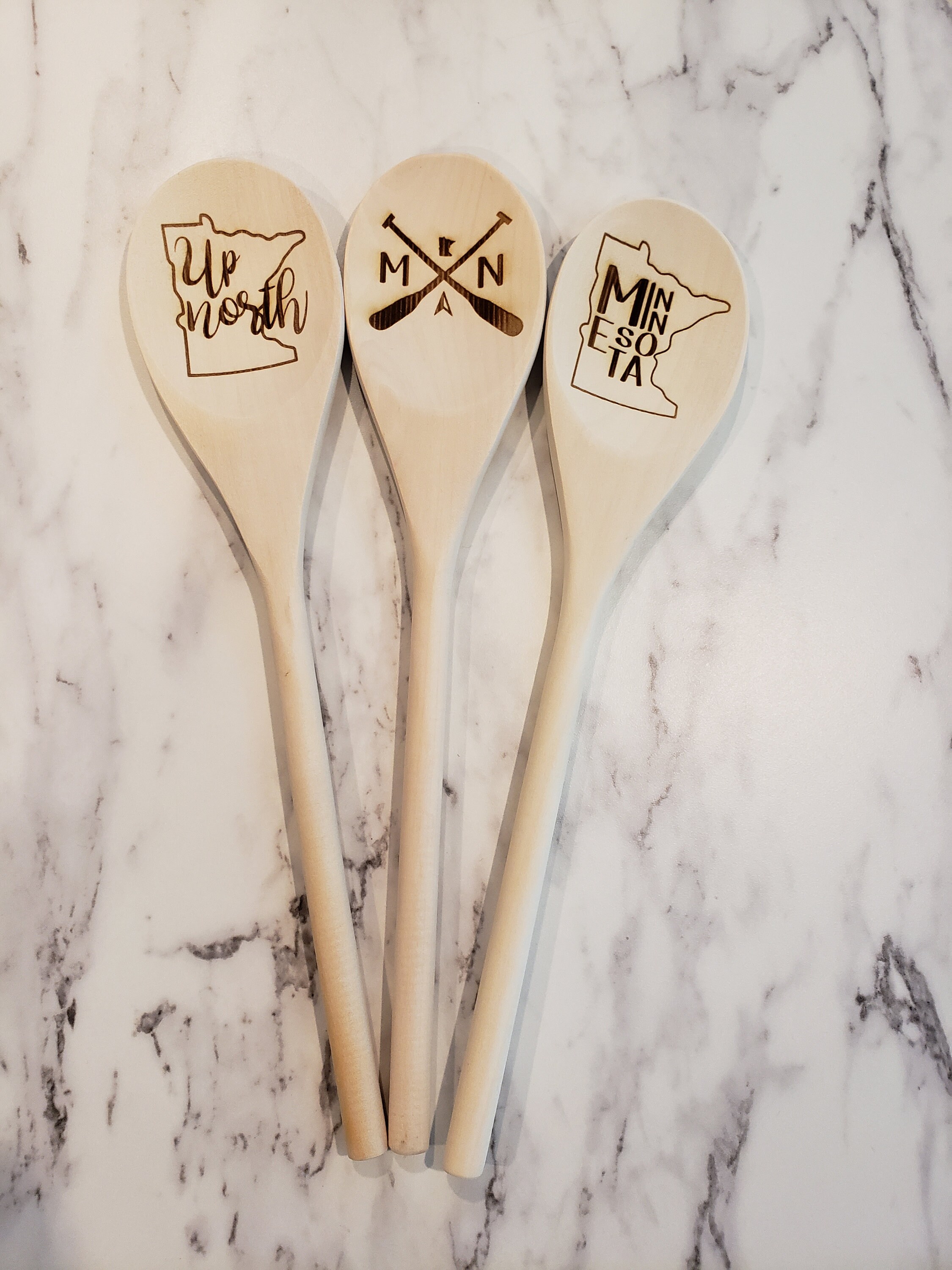 Wood Spoon Minnesota up North Wood Spoon Gift Wood Design | Etsy