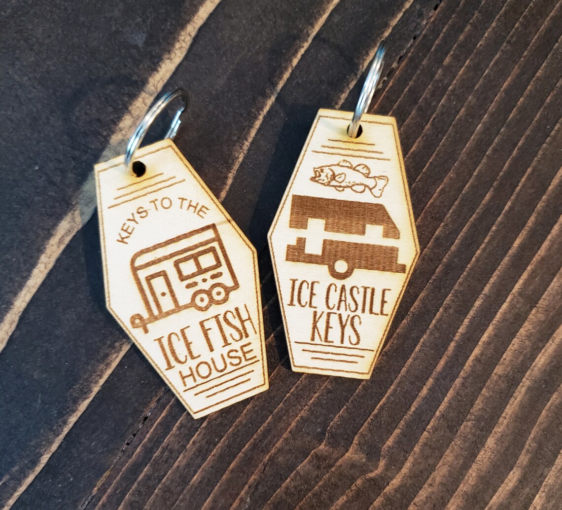 Keys to the Ice Fish House Wood Key Chain Key Chain - Etsy