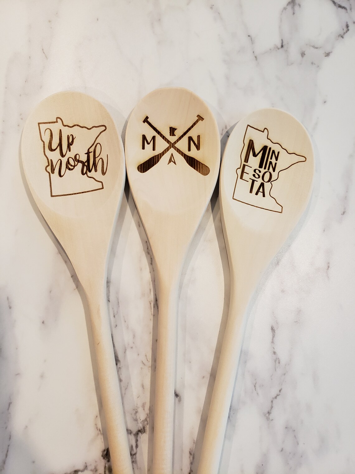Wood Spoon Minnesota up North Wood Spoon Gift Wood Design | Etsy