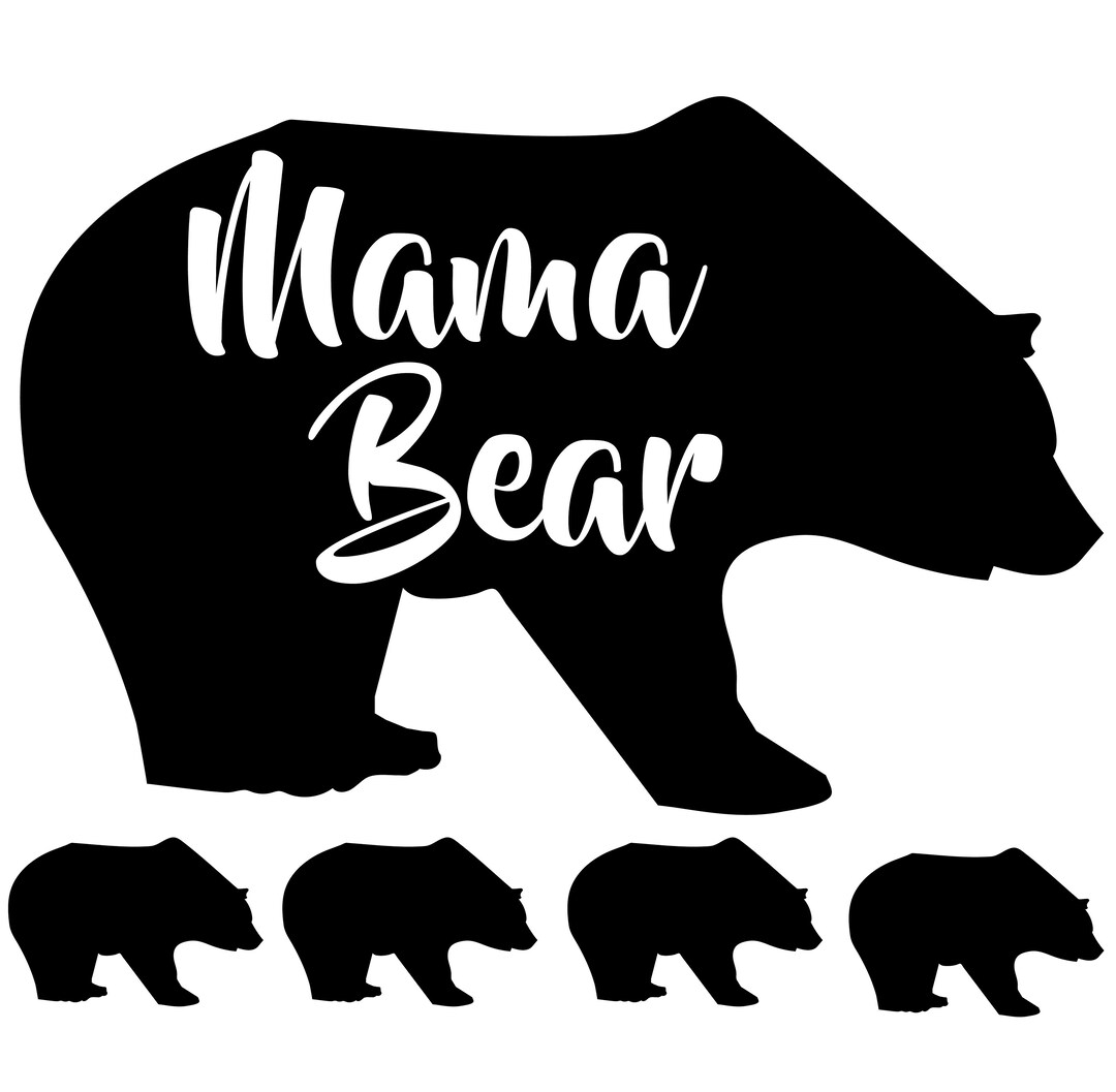 Mama Bear Cubs Bundle 4 Variations Svg Clipart Cut Files For