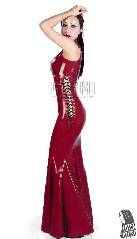 Fashion Lady Long Latex Dress | Etsy