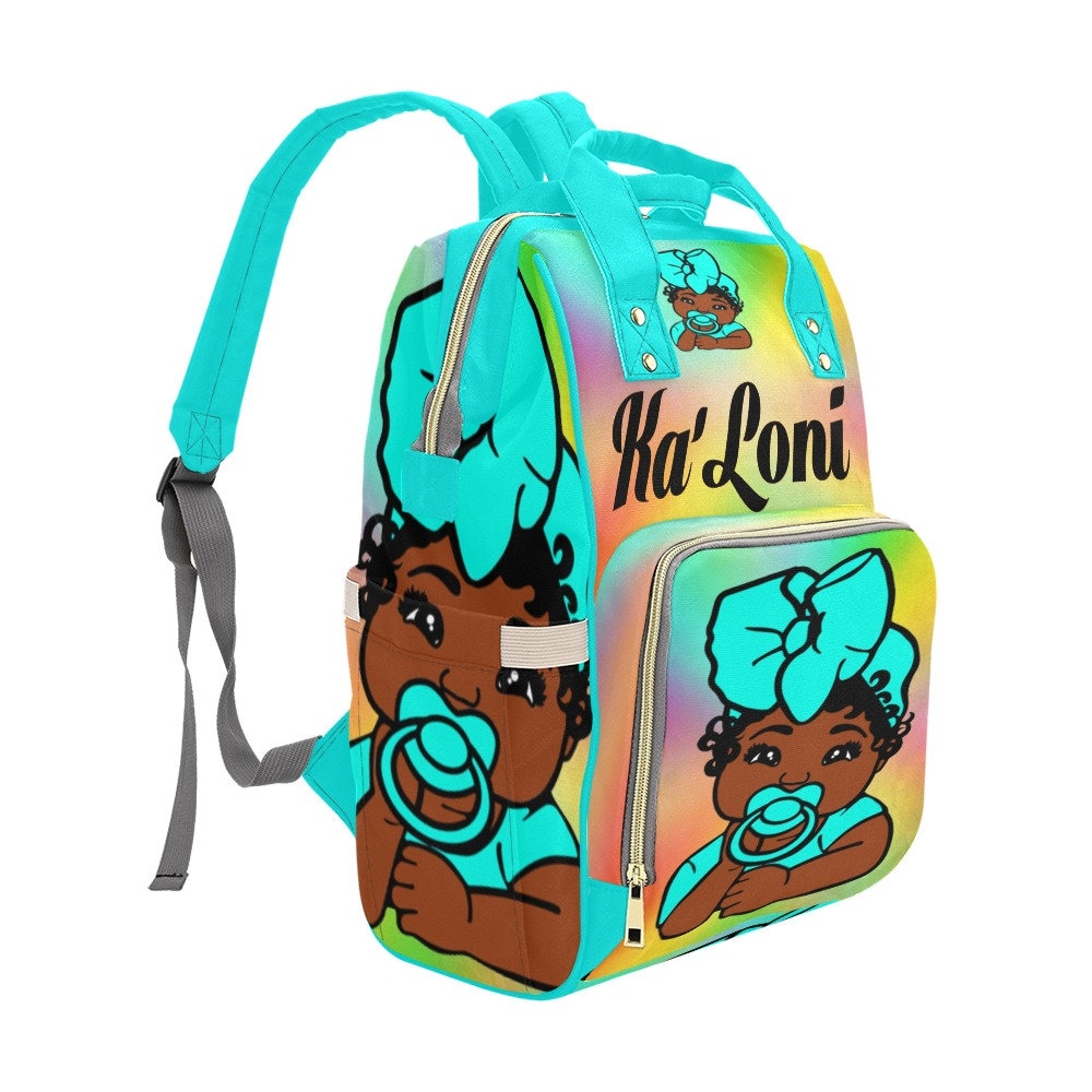 Ombre Rainbow African American Baby Girl Backpack Personalized Diaper ...