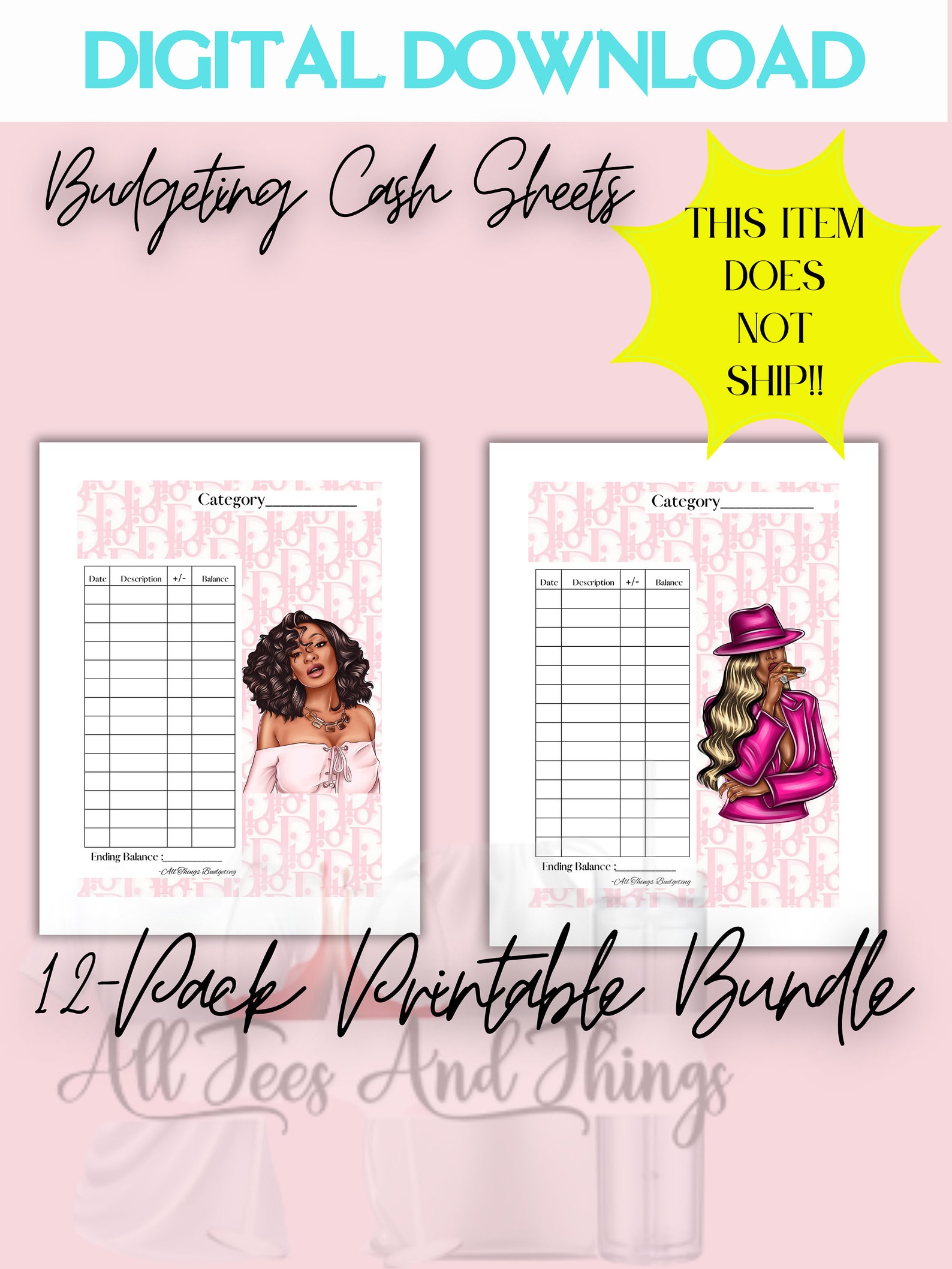 PRINTABLE Budgeting Cash Sheets, Designer Inspired Pink Budgeting ...