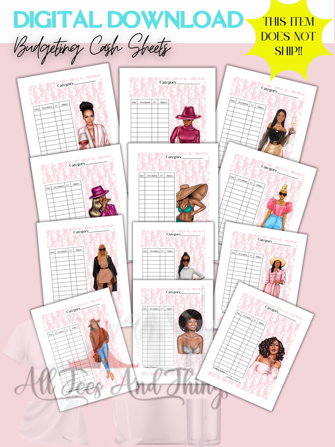 PRINTABLE Budgeting Cash Sheets, Designer Inspired Pink Budgeting ...