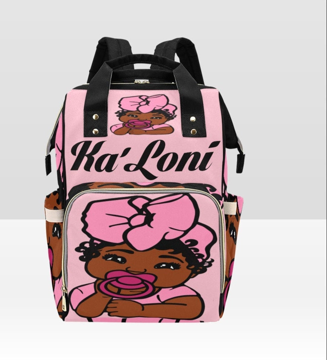 African American Baby Girl Backpack Personalized Diaper Bag Print Baby ...