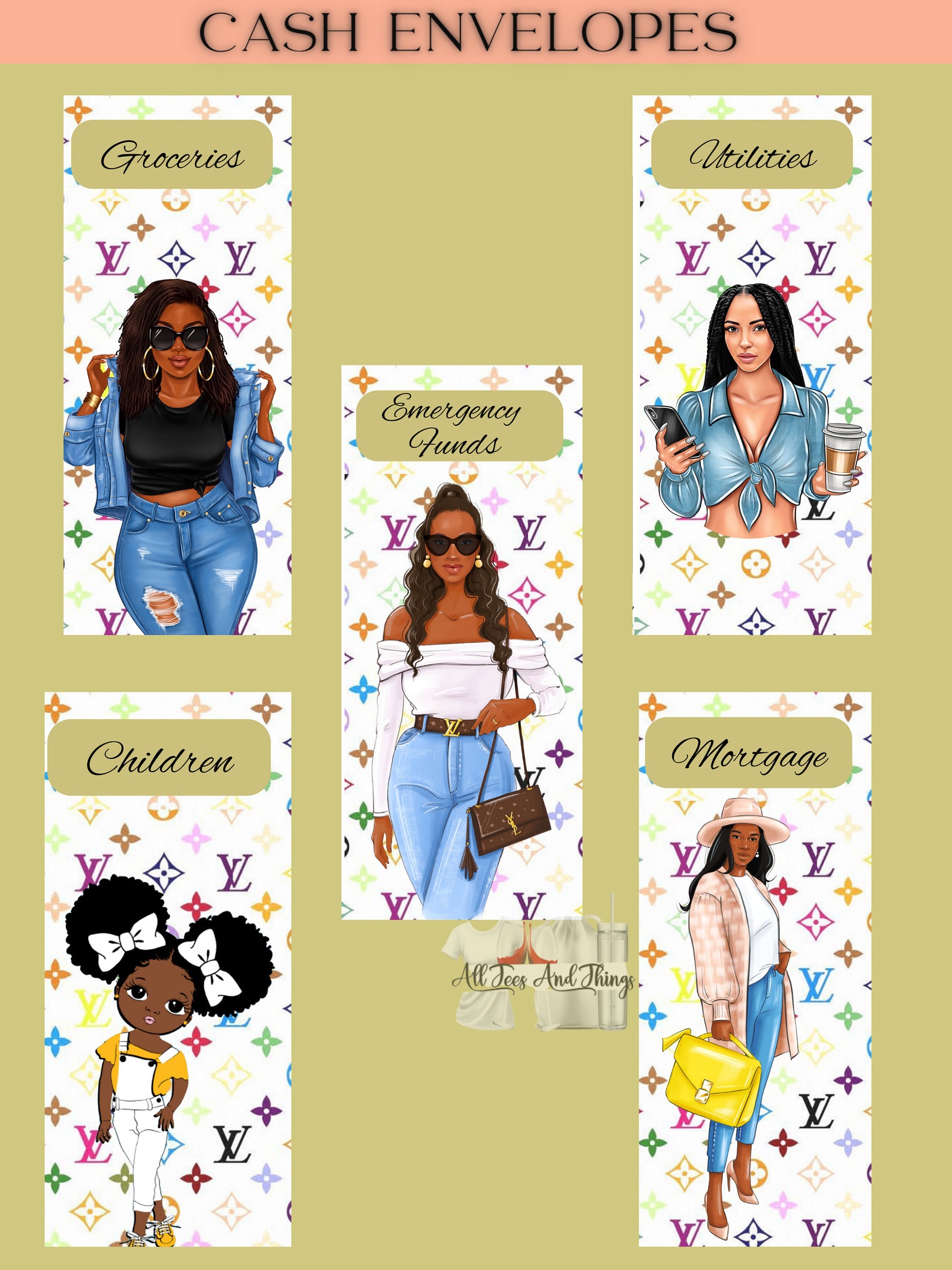 Cash Envelops, Budget in Fashion, Colorful Cash Stuffer Design and ...