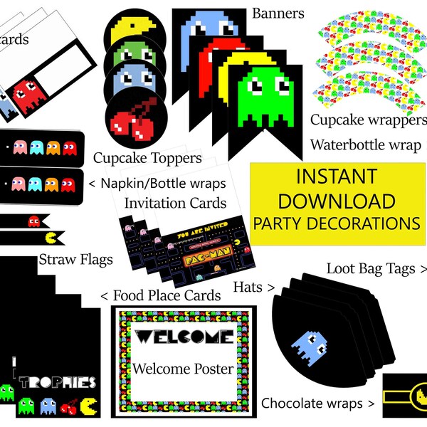 Pacman Decorations - Etsy