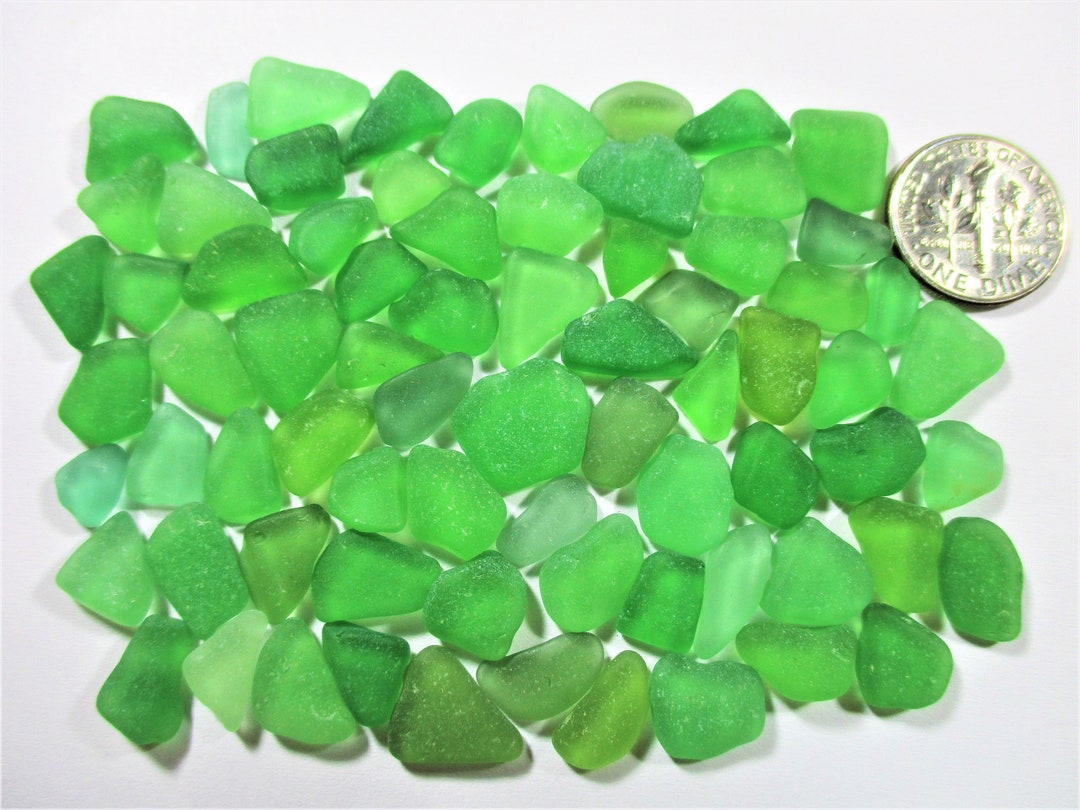 GENUINE SEA GLASS 70 Green Real Surf Tumbled Natural Unaltered Greek ...