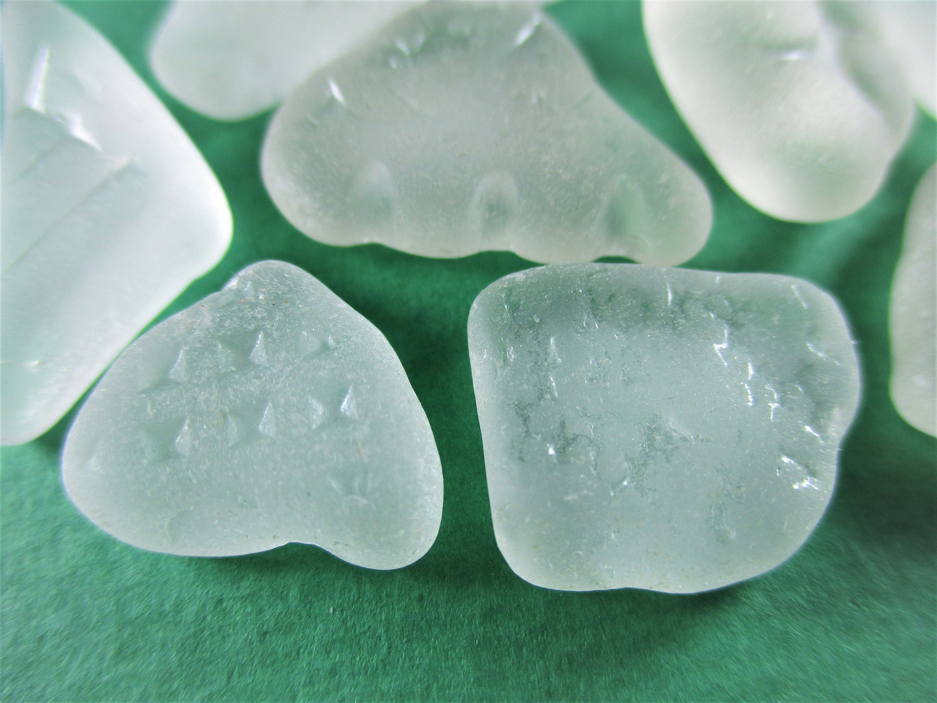 GENUINE SEA GLASS 10 White Clear Textured Patterns Real Surf Tumbled ...