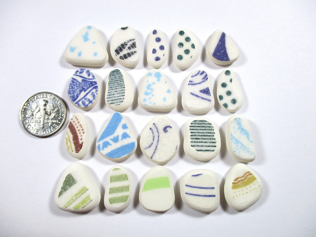 BEACH SEA TILE Shards 20 Blue Green Purple Brown Real Surf Tumbled ...
