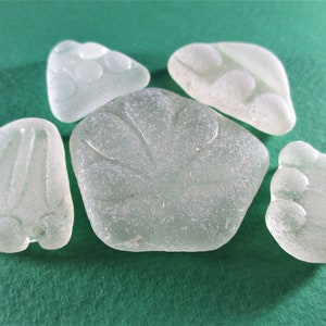 GENUINE SEA GLASS Textured Patterns 5 Real Surf Tumbled Natural ...