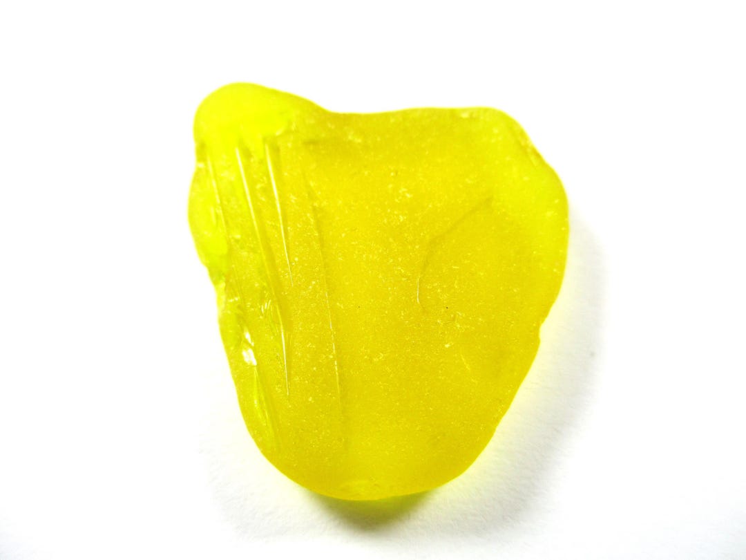 GENUINE SEA GLASS Rare Big Bright Yellow Real Surf Tumbled Unaltered ...