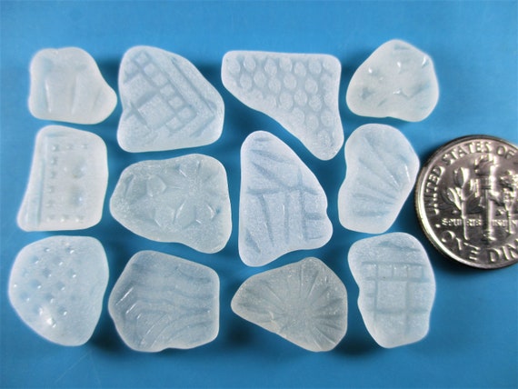 GENUINE SEA GLASS 12 Textured Patterns Real Surf Tumbled | Etsy