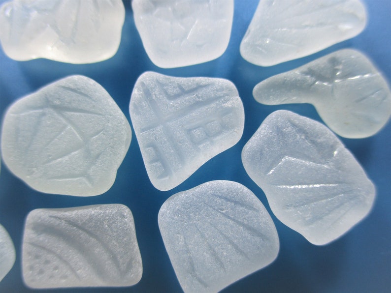 GENUINE SEA GLASS Textured Patterns 12 Real Surf Tumbled - Etsy