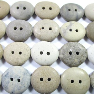 BEACH STONE 15mm BUTTONS 20 Flawless Two Hole White Brown Beige Tan ...