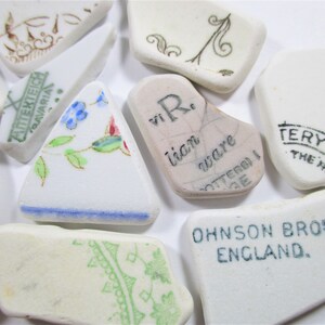 BEACH SEA POTTERY Shards 11 Blue Green Black Teal Brown Writing ...