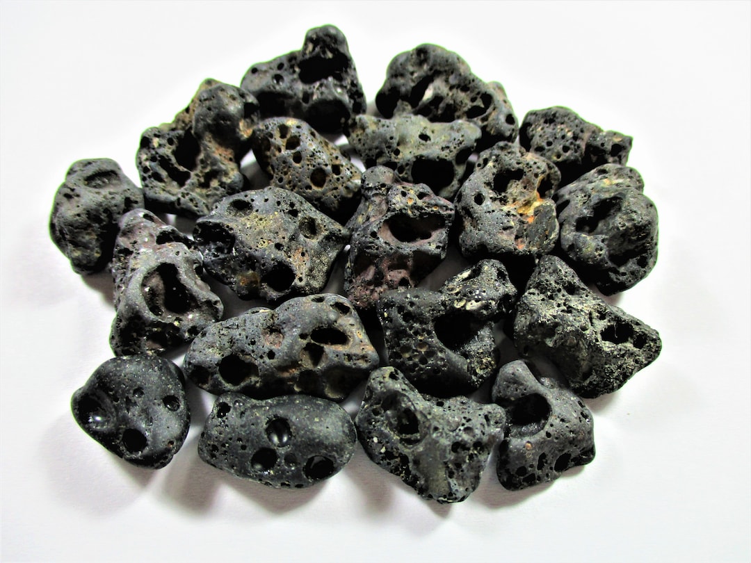 GENUINE BEACH STONES 19 Black Slag Rocks With Holes Pits Real Surf ...