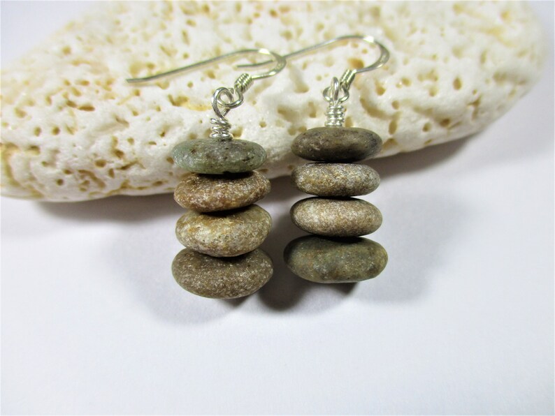 BEACH STONE EARRINGS Sterling Silver Surf Tumbled 8 Flawless - Etsy