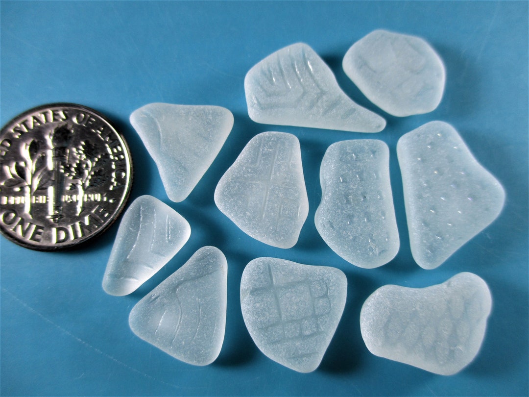 GENUINE SEA GLASS 10 Textured Patterns Real Surf Tumbled Natural ...
