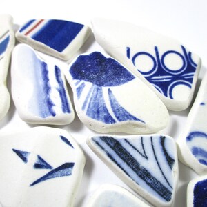 SEA POTTERY SHARDS 10 Big Blue Patterns Real Surf Tumbled Natural ...