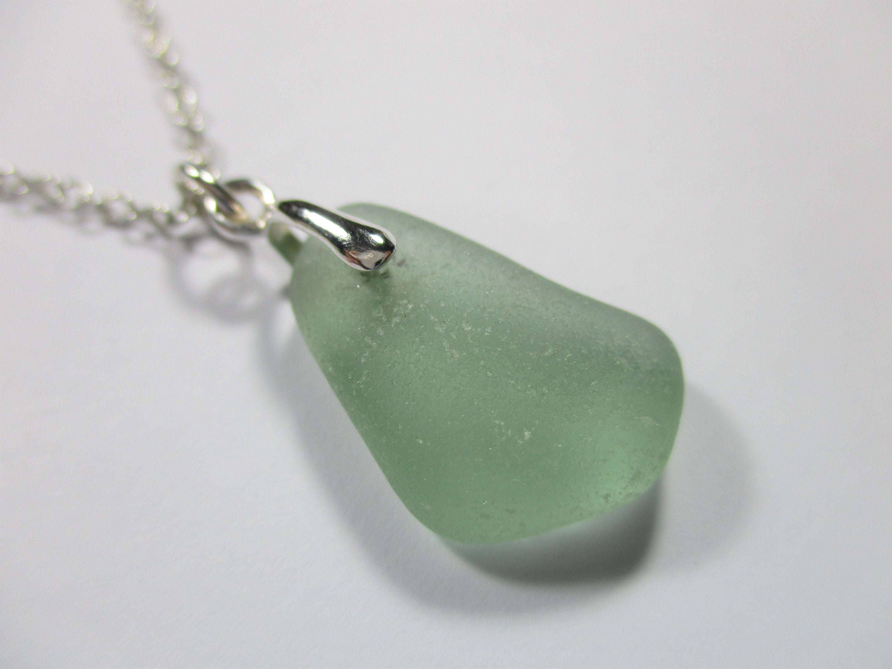 GENUINE SEA GLASS Necklace Sterling Silver Flawless Thick | Etsy