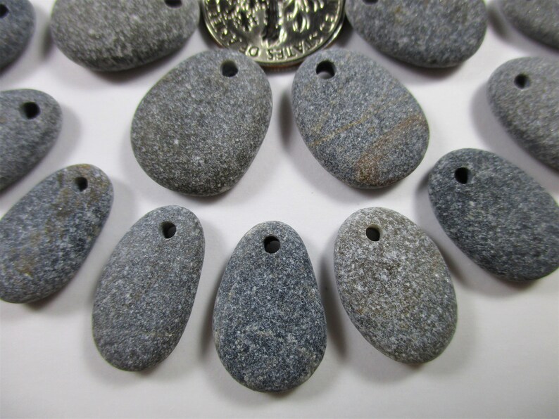 BEACH STONE 17mm Beads 23 Top Drilled Pendants Earrings Black - Etsy